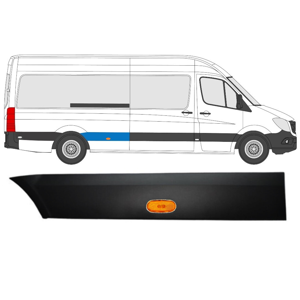 Listwa boczna błotnika tylnego z lampą do Mercedes Sprinter 2006-2018 ...